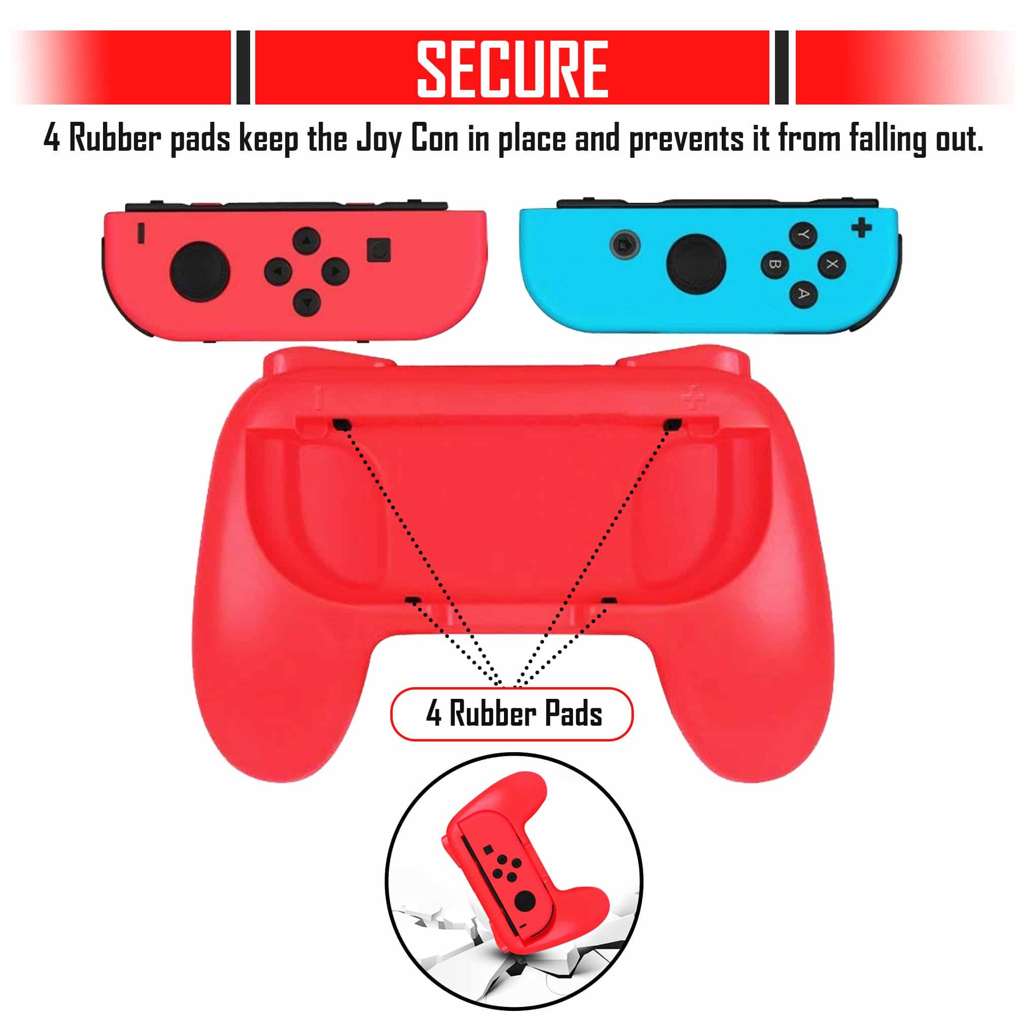 2 x Red and Blue Nintendo Switch Joy-Con Grips | ADZ Gaming