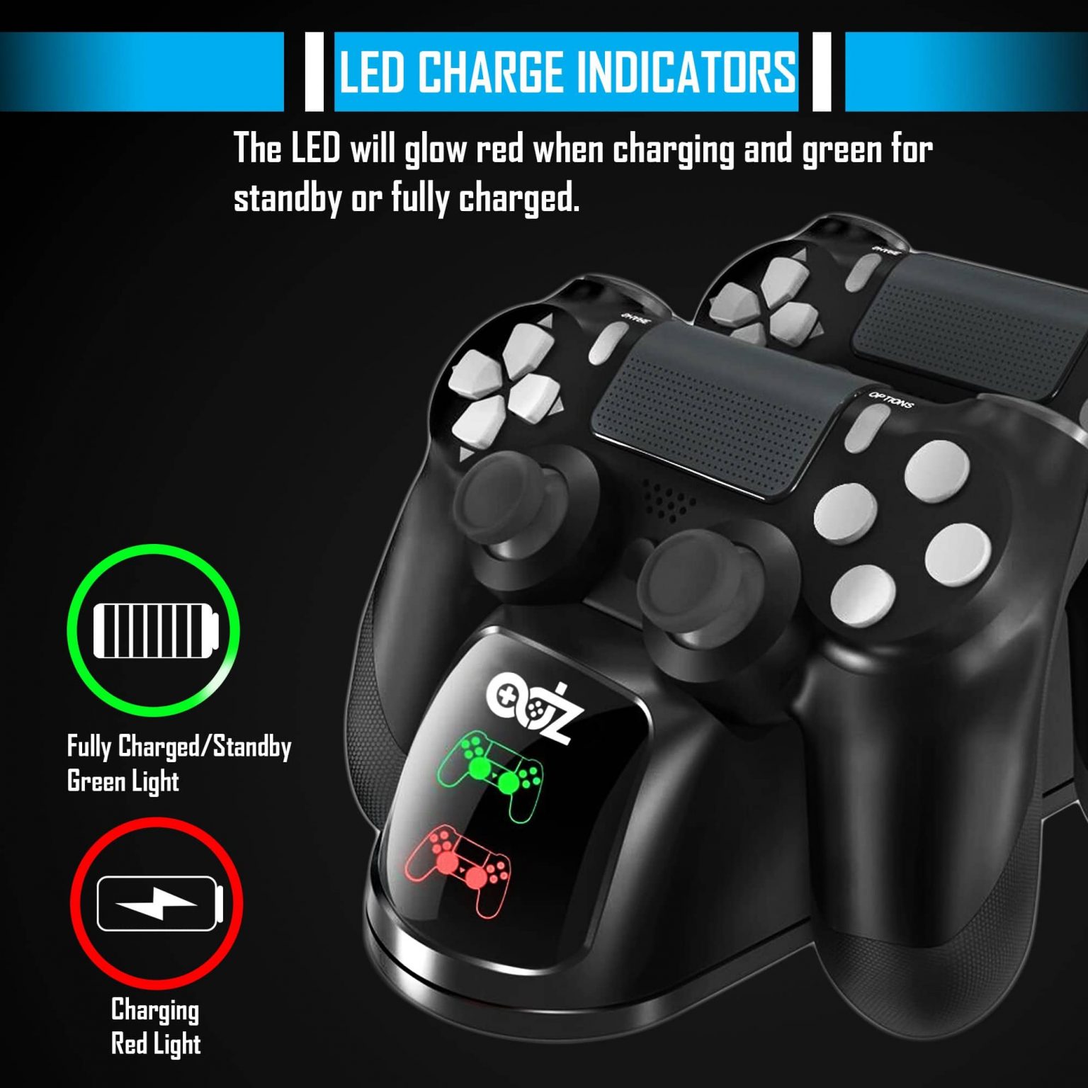 PS4 Controller Charging Dock Dual Controller Fast Charger - ADZ Gaming